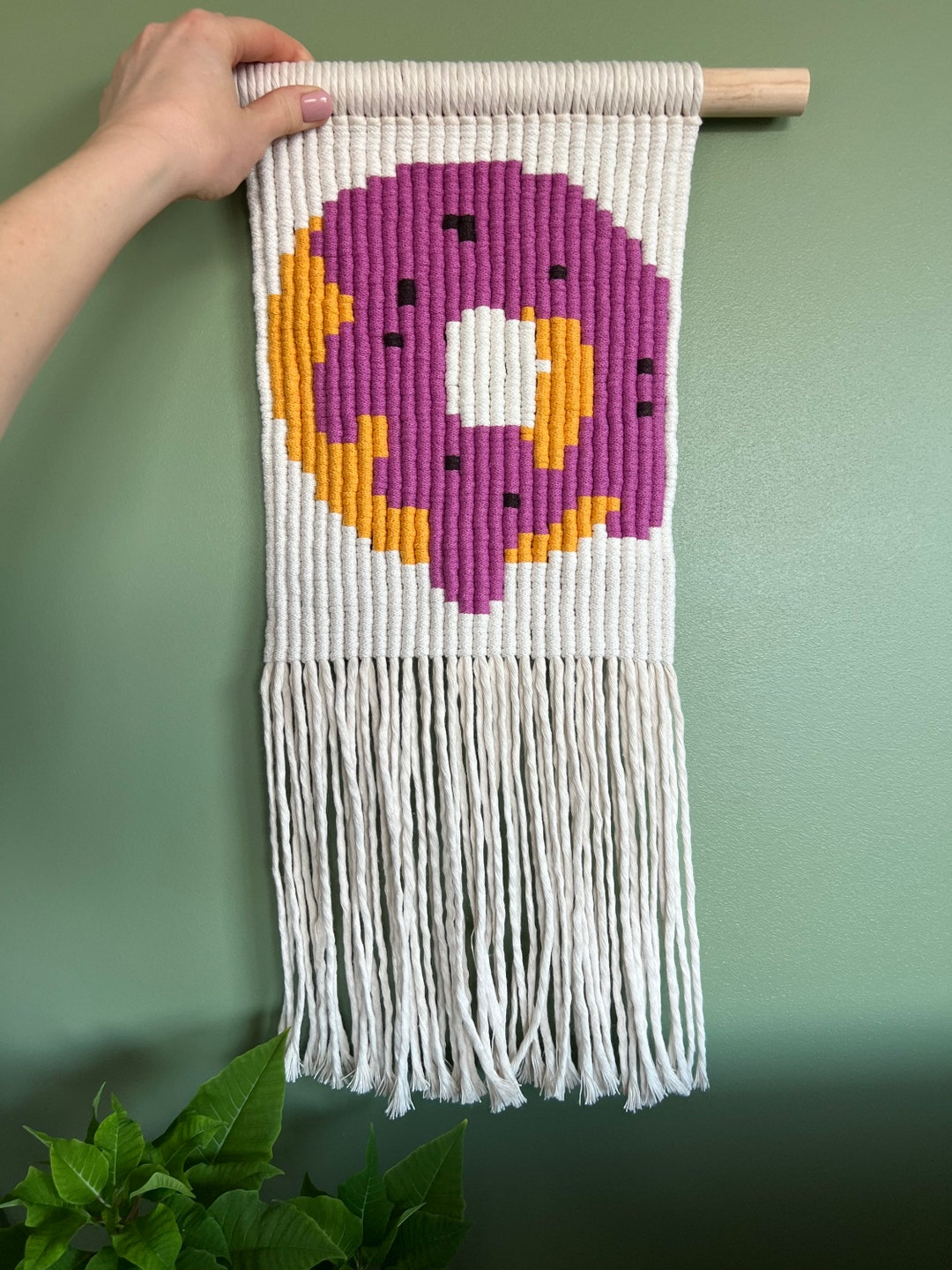 Macrame Pixel Wall Hanging Donut - Etsy