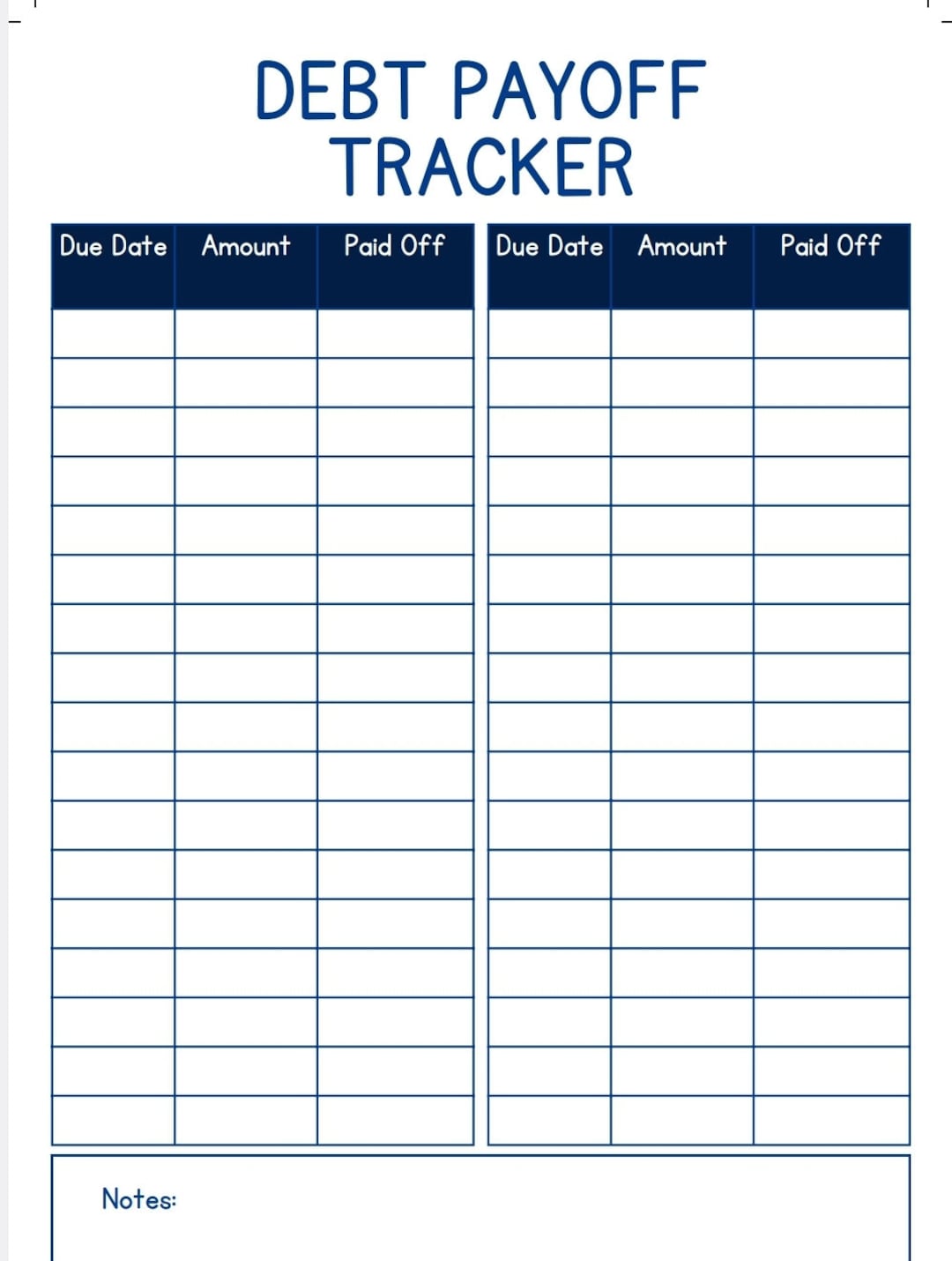 Debt Pay-off Tracker Sheet Printable A4 Pdf - Etsy