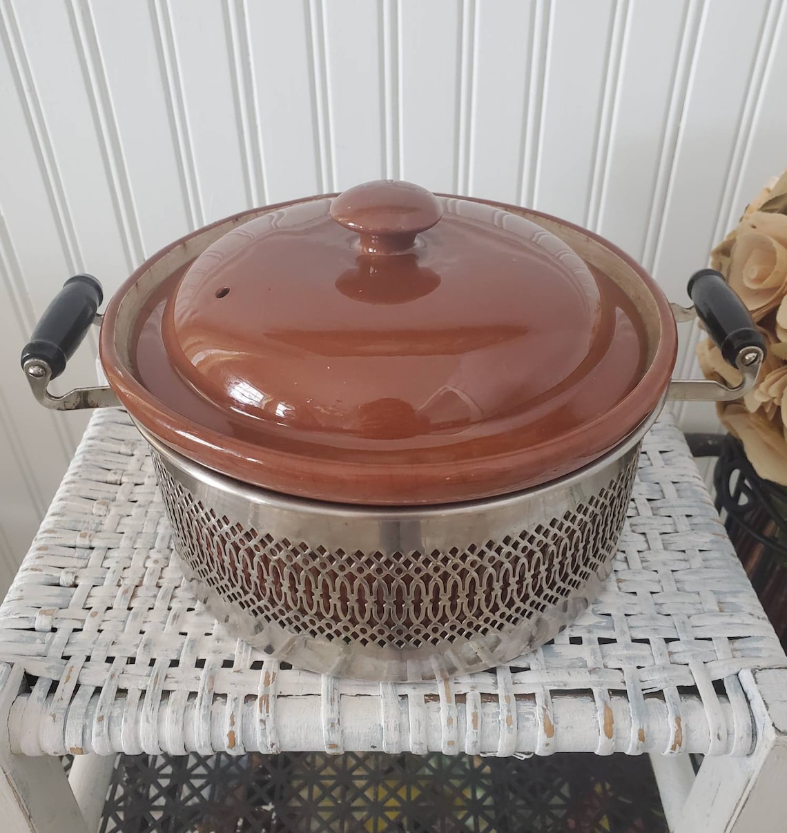 Depression Era Weller Crock, Weller Crock With Carrier, Antique Serving ...