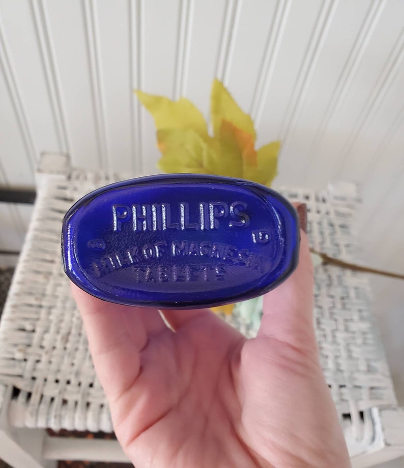 Vintage Milk of Magnesia Bottle, Antique Apothecary Bottle, Cobalt Blue ...