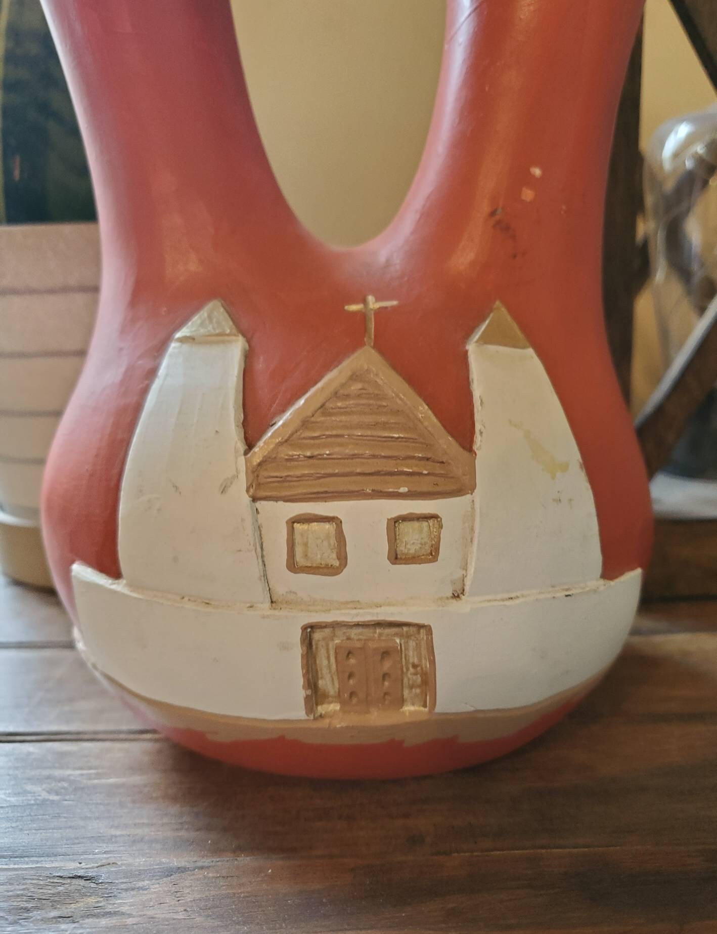 Native American Wedding Vase Orange Navajo Wedding Vase 2 Sided Pottery ...