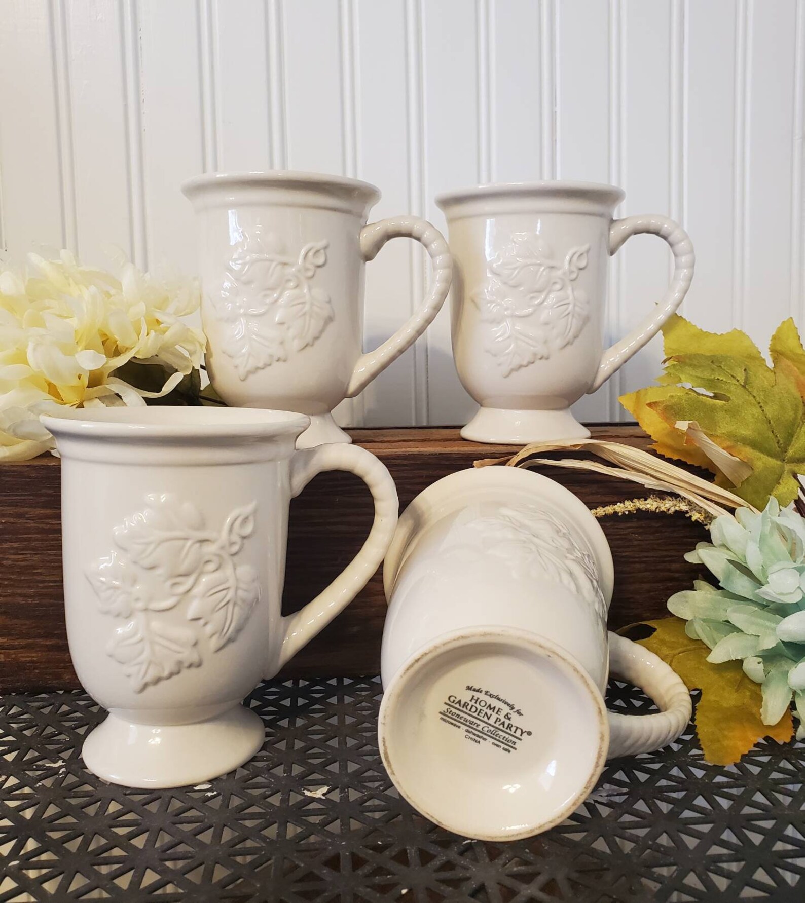 Home and Garden Party Mug Set, Set of 4 Veranda Design Mugs, Home ...