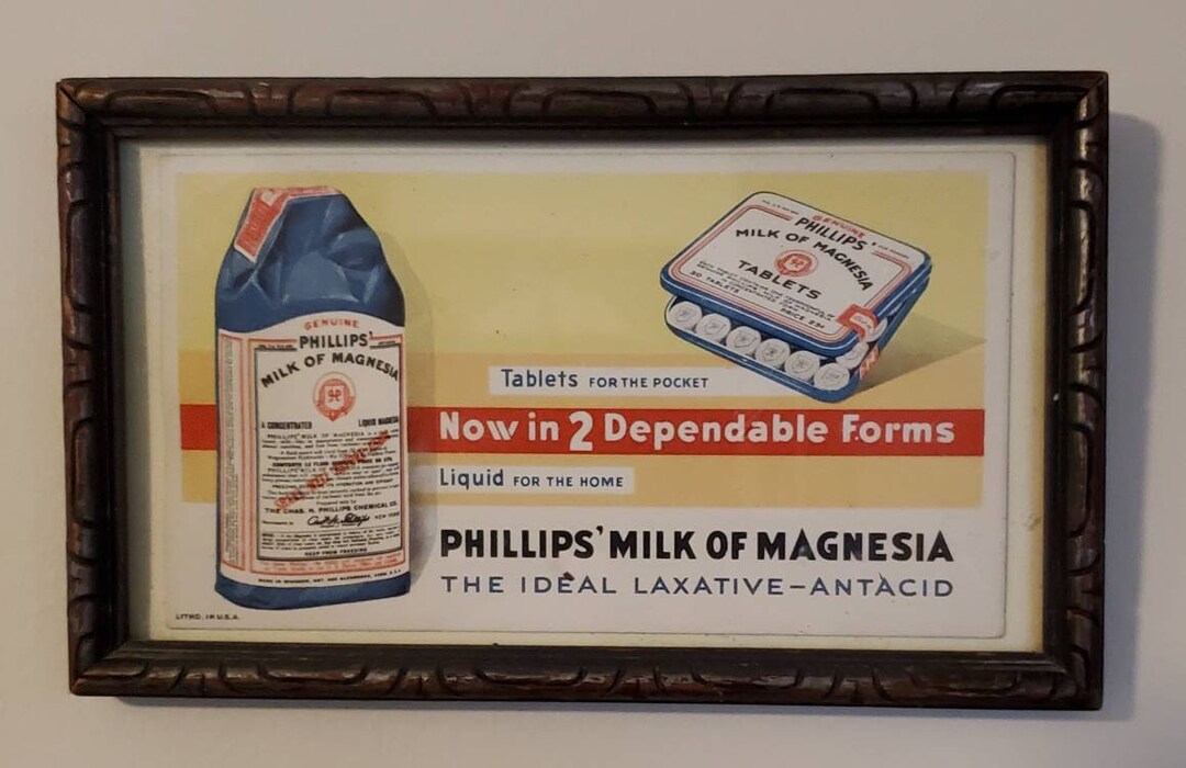 Phillips Milk of Magnesia Ad, Vintage Framed Ad, Medicine Advertisement ...