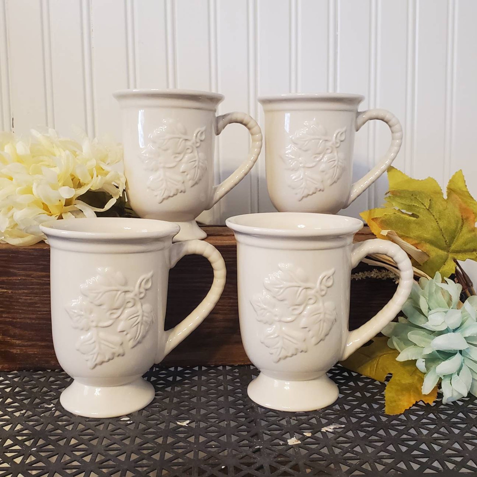 Home and Garden Party Mug Set, Set of 4 Veranda Design Mugs, Home ...