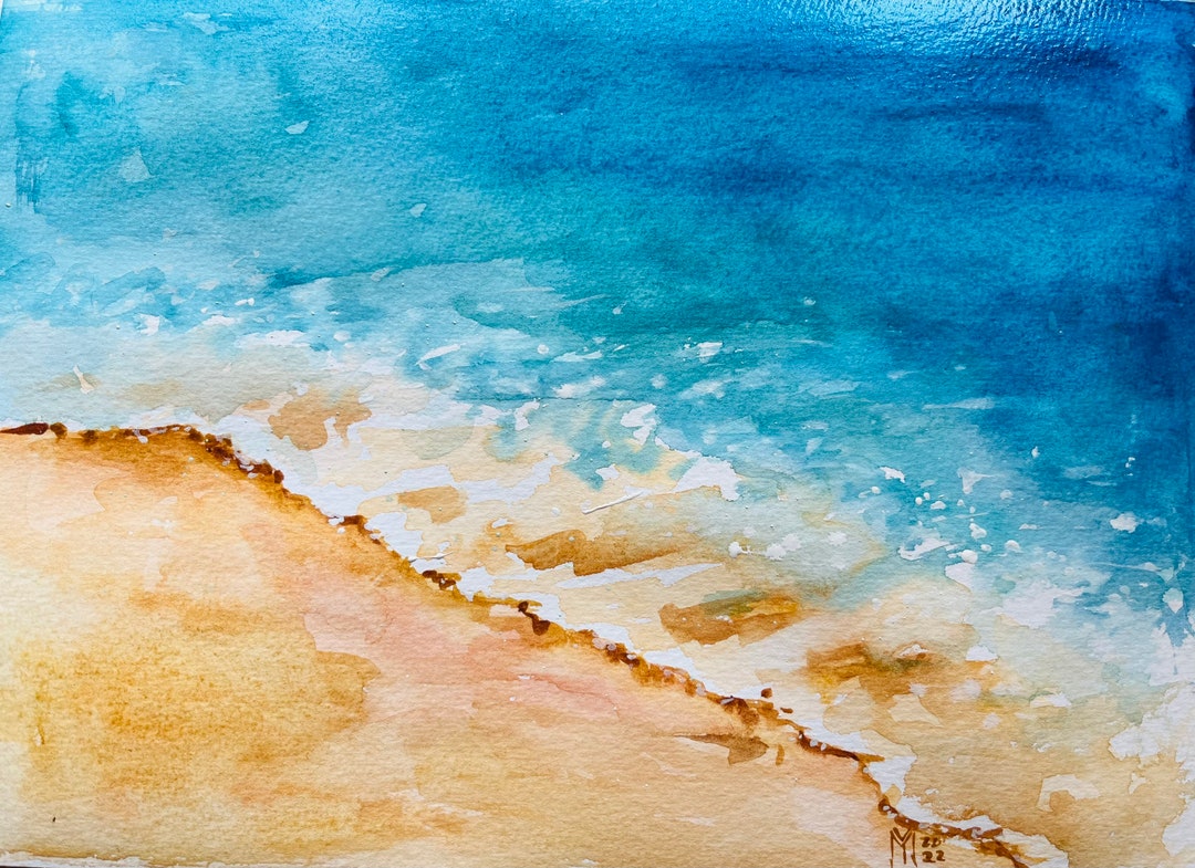 Greece Watercolor Painting Original Painting Abstract Seascape, Small ...