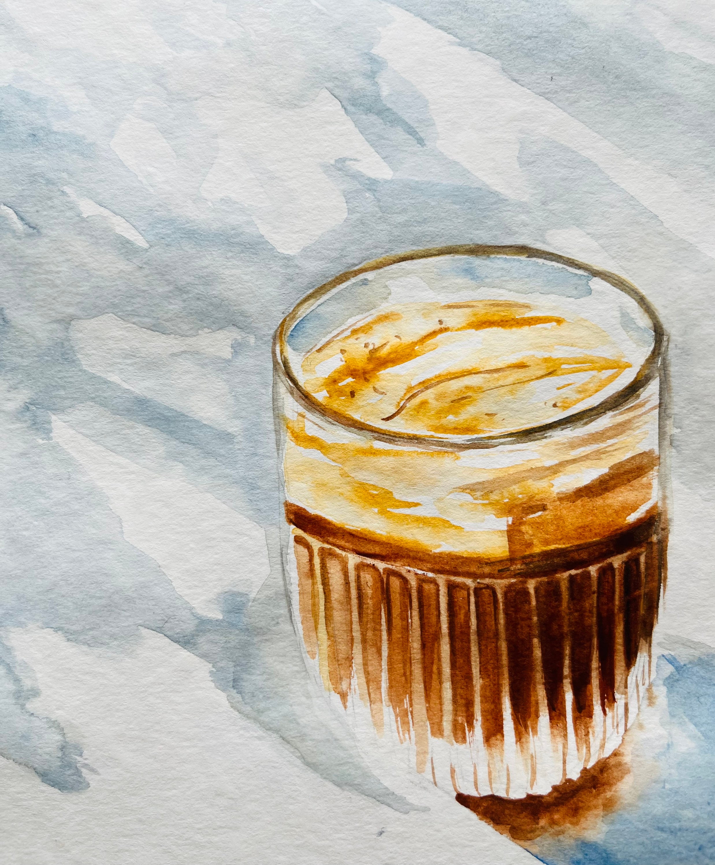 Caramel Latte Watercolor Painting: Coffee Art, Handmade 25x25 Cm - Etsy