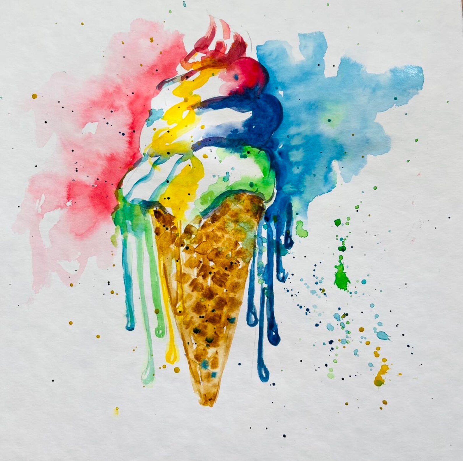 Ice Cream Rainbow Original Painting Wall Decor - Etsy