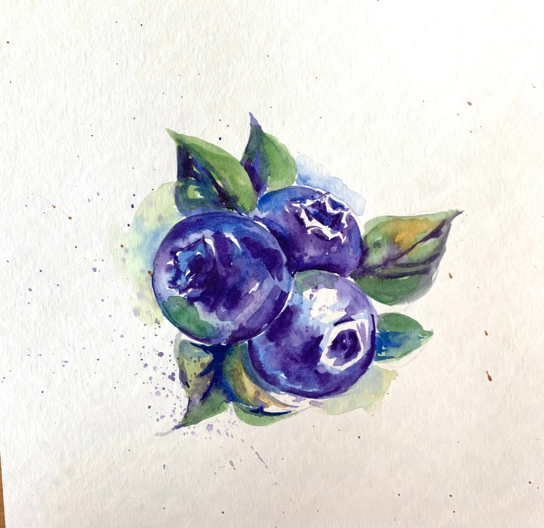 Blueberry Original Painting Wall Decor - Etsy