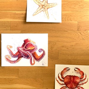 Octopus Original Watercolor Painting, Oceanlife Original Watercolor ...
