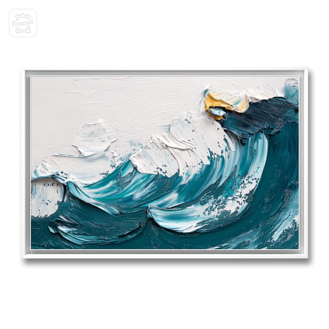 Blue Ocean Wave Art Print: Abstract Coastal Living Room Decor - Etsy