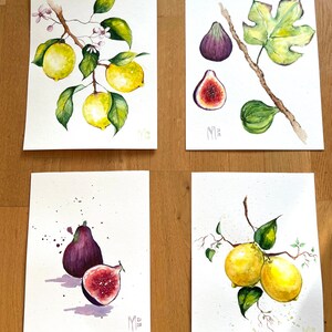 Original Lemon Painting, Original Mini Watercolor Painting, Cute Still ...