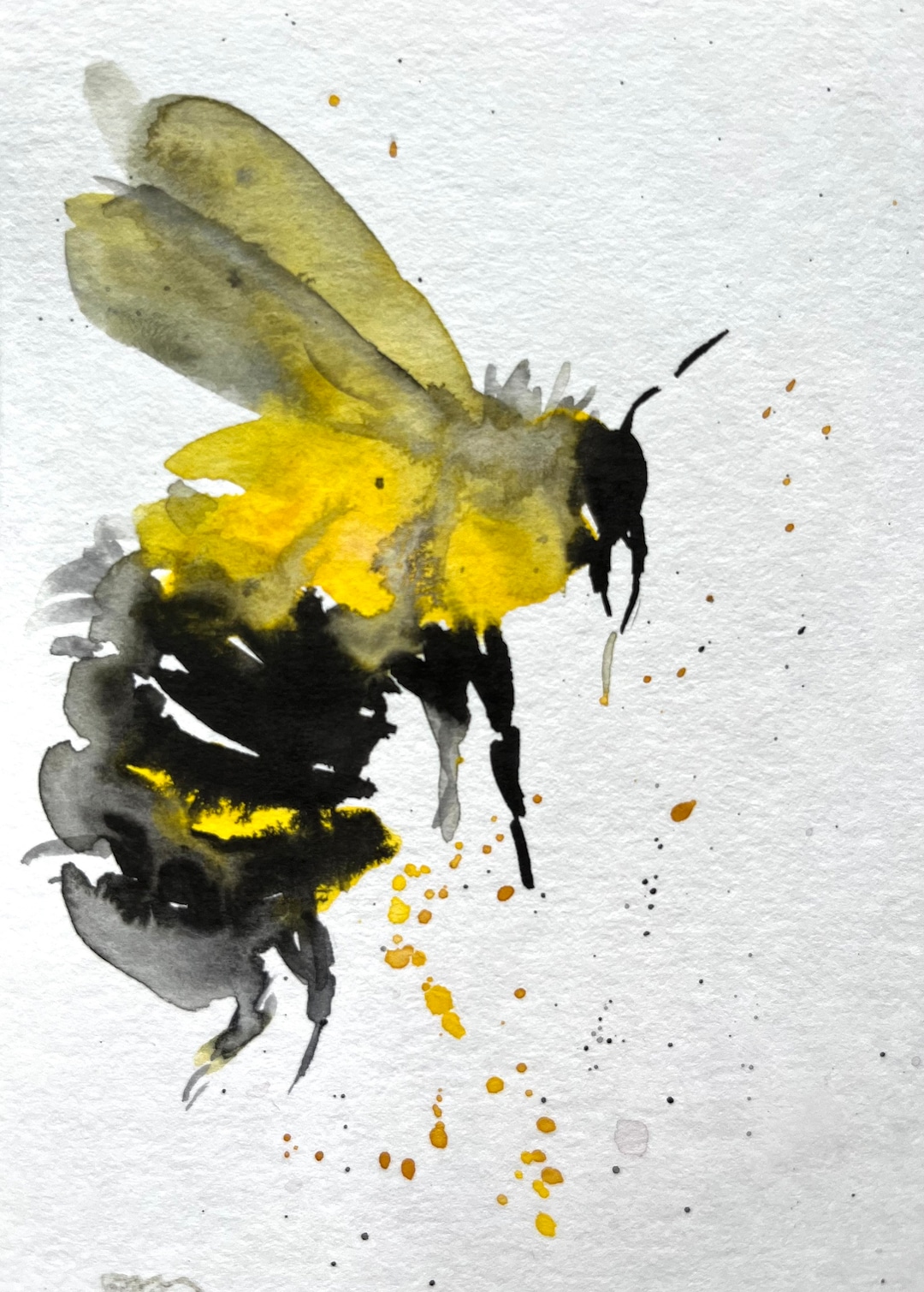 Bumblebee Original Watercolor Painting Wall Decor - Etsy