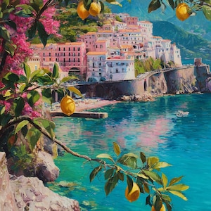 Positano Lemon Art Print: Italian Seaside View, Italian Rivera Living ...