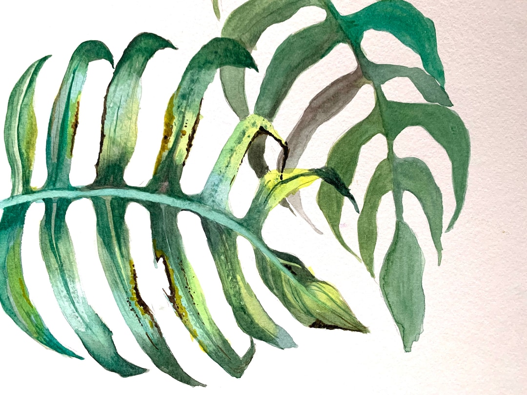 Tropical Leaves Original Watercolor Painting Wall Art - Etsy