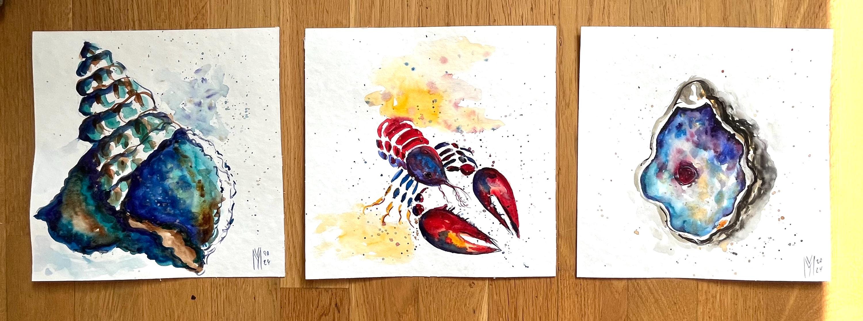 Sea Creature Watercolor Painting: Nautilus Shell Wall Art - Etsy