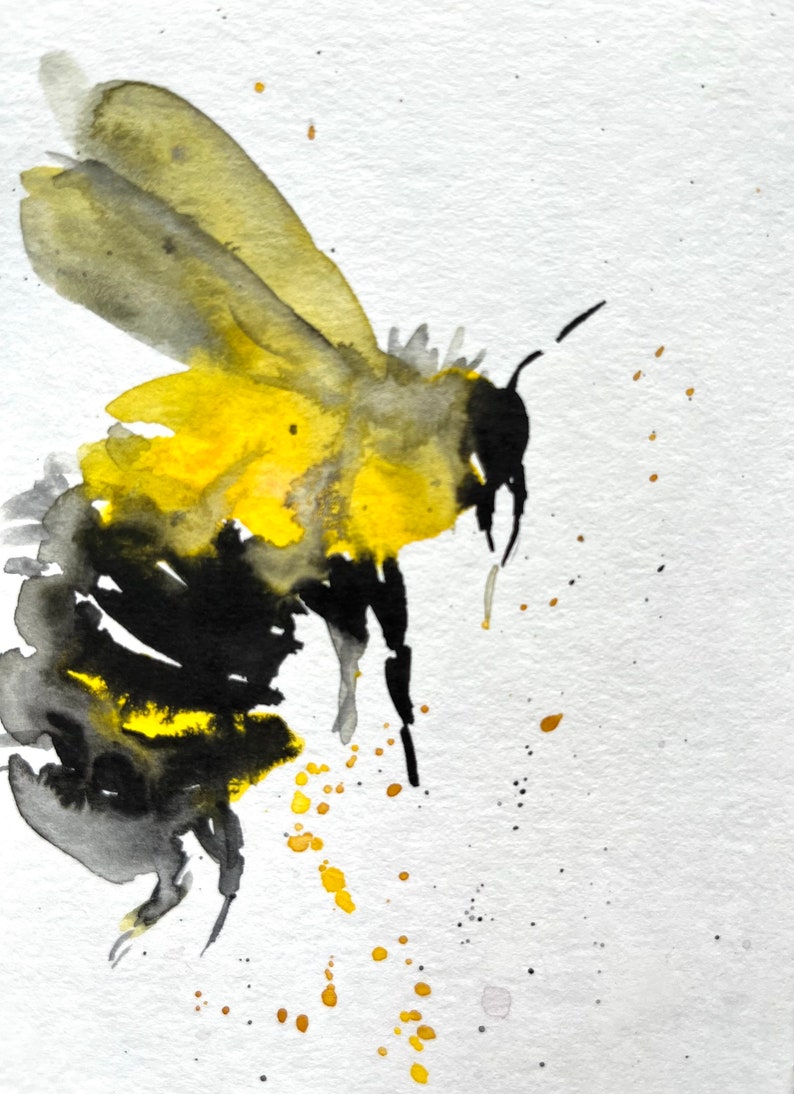 Bumblebee Original Watercolor Painting Wall Decor - Etsy
