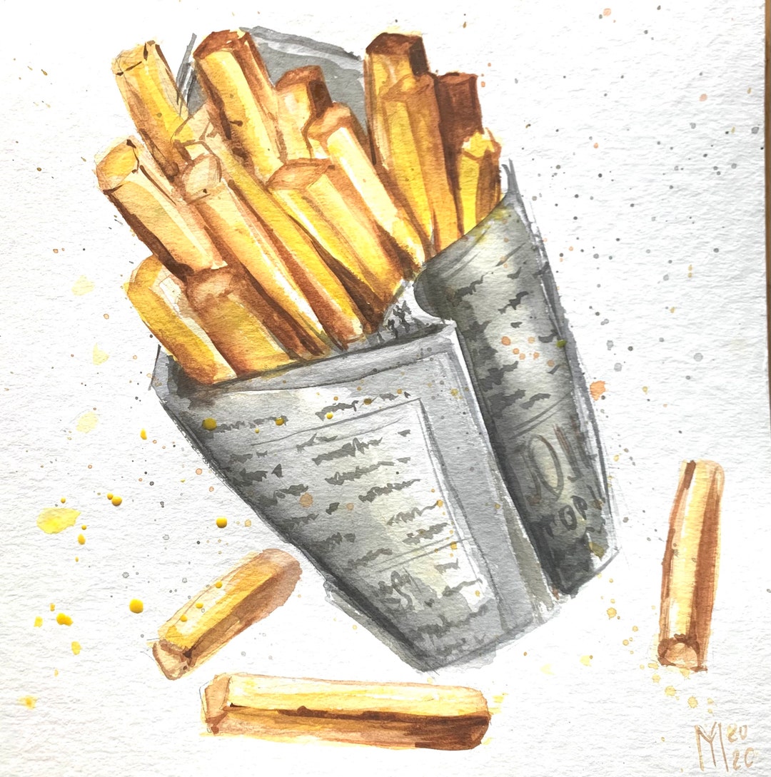 French Fries Original Painting Wall Art - Etsy