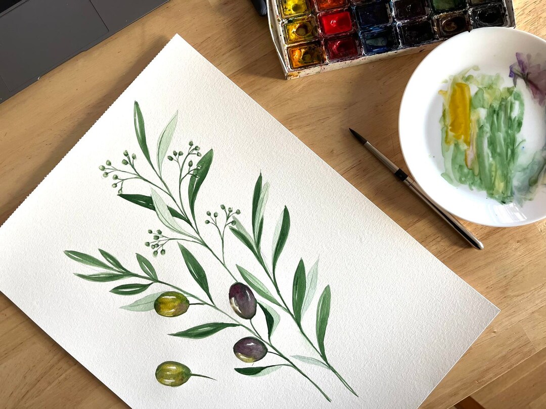 Olive Branch Original Painting Wall Art - Etsy