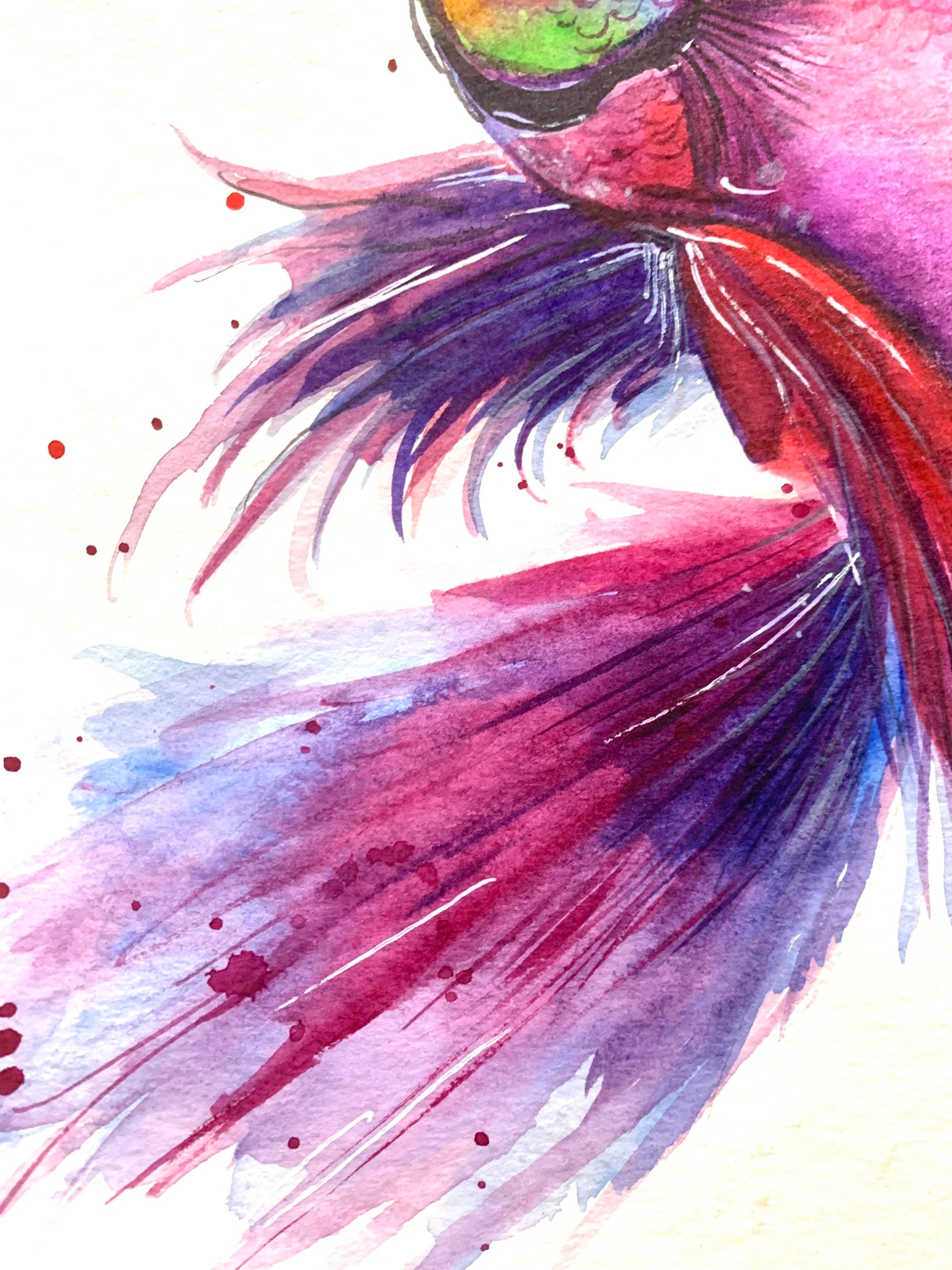 Fighting Fish Original Painting Wall Art - Etsy