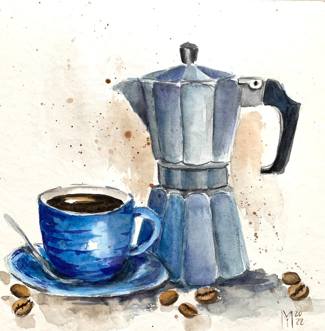 Coffee Maker and Coffee Original Painting Wall Decor - Etsy