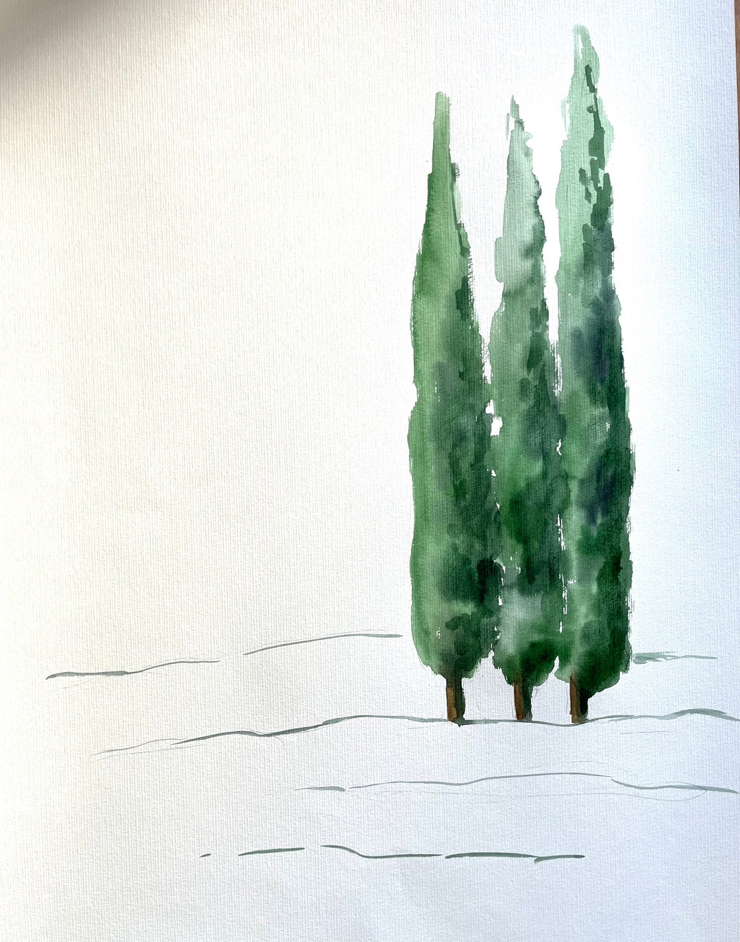 Cypresses Tree Original Painting Wall Art - Etsy