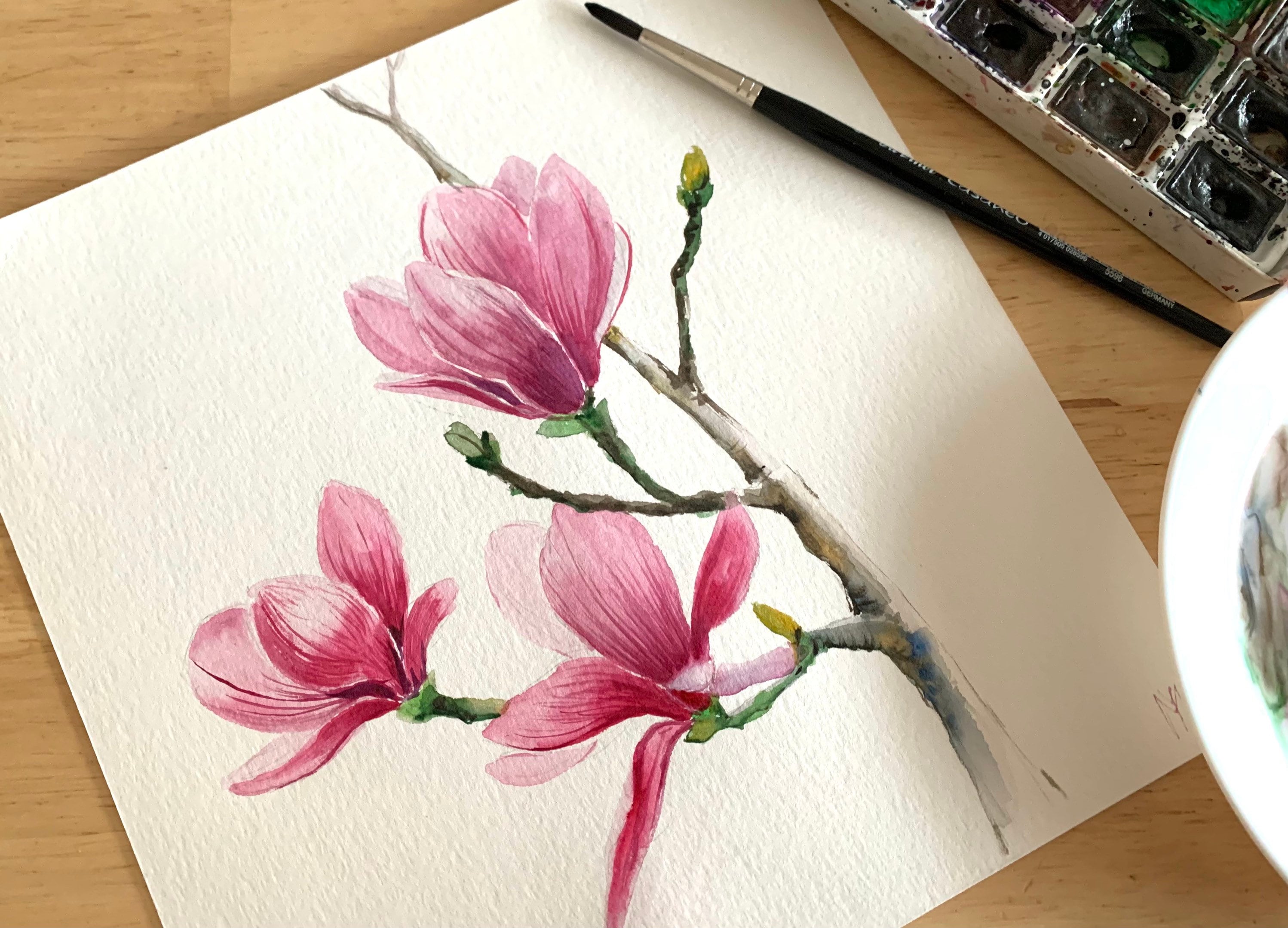 Magnolia Original Watercolor Painting Wall Art | Etsy