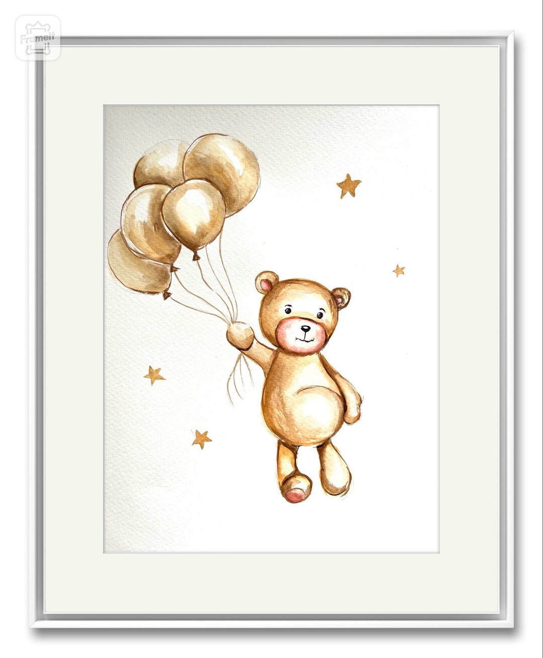 Teddy Bear Original Painting Nursery Wall Art Home Decor Kids Room ...