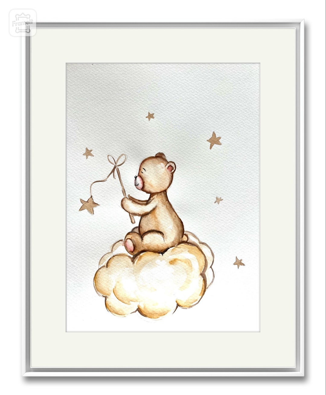 Teddy Bear Original Painting Nursery Wall Art Home Decor Kids Room ...