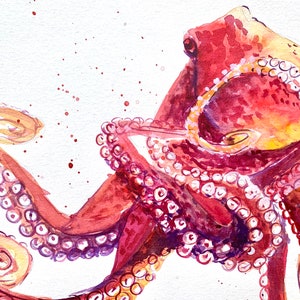 Octopus Original Watercolor Painting, Oceanlife Original Watercolor ...
