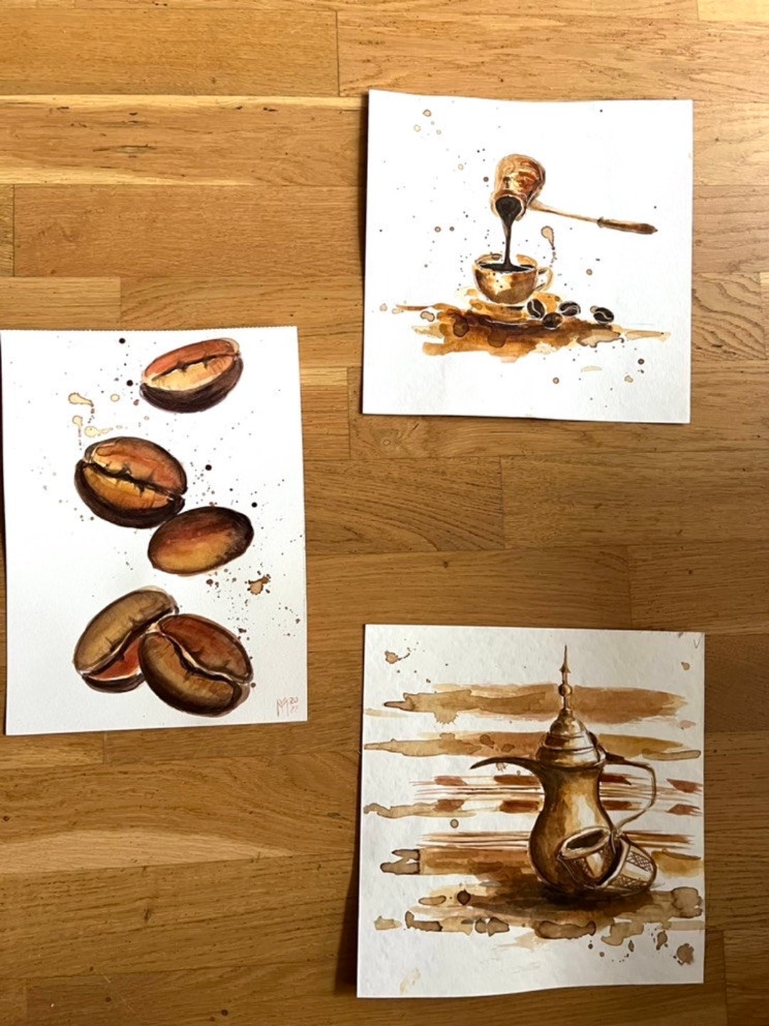 Coffee Lovers Set 3 Original Paintings Wall Decor 3 Pieces Art - Etsy