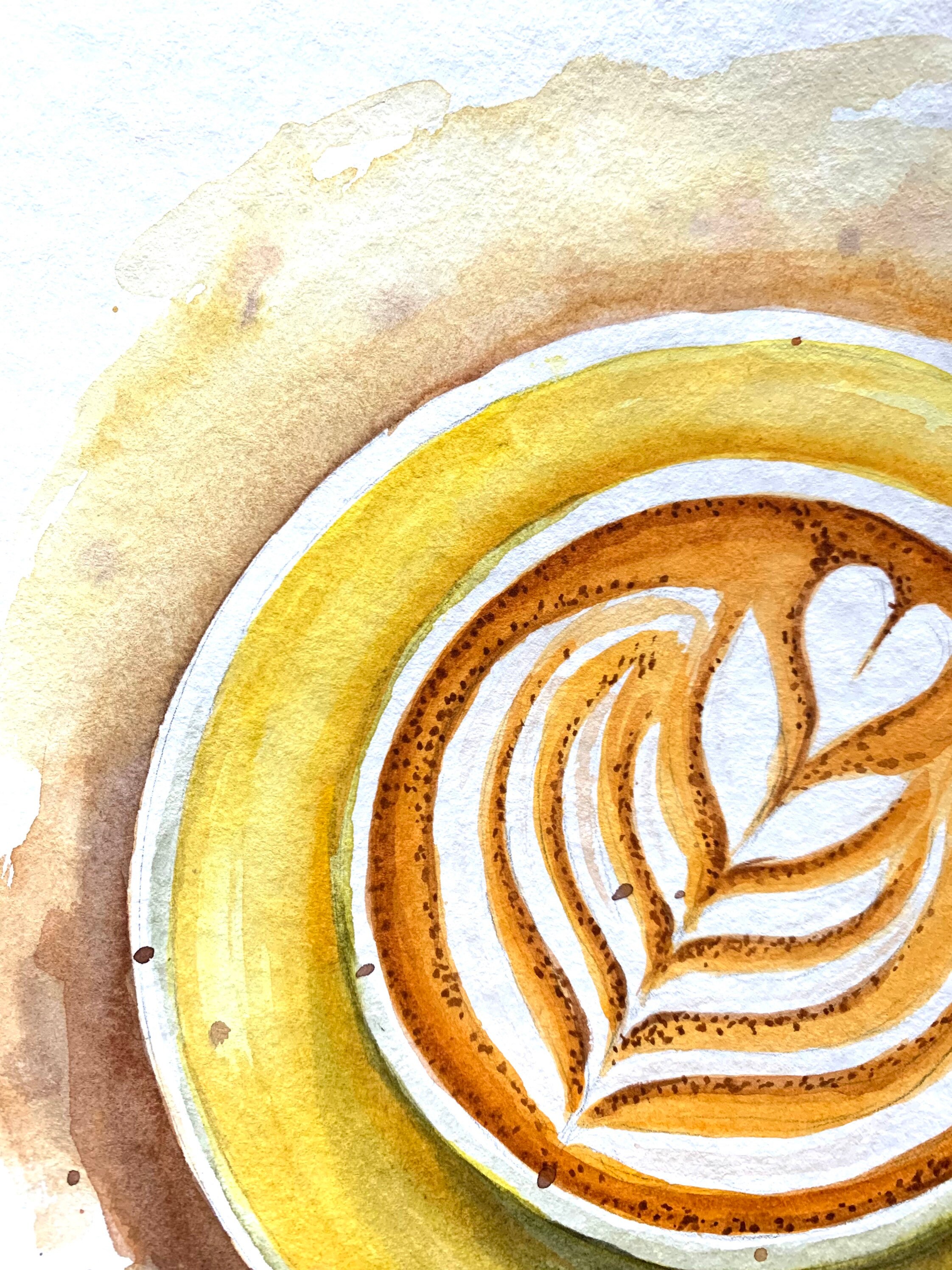 Curcuma Latte Original Painting Wall Art Coffee Bar Decor Housewarming ...
