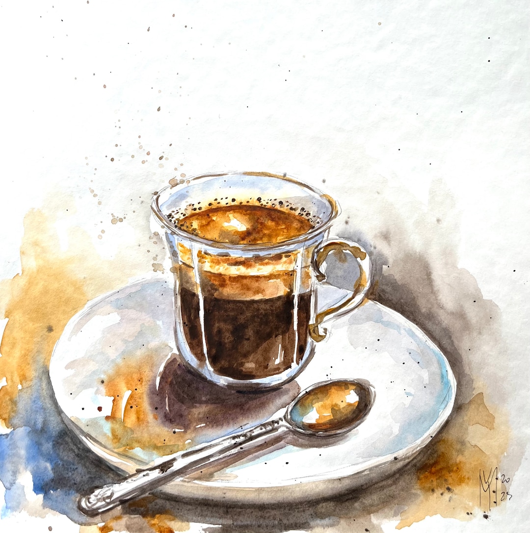 Coffee Original Art Watercolor Painting Wall Decor Coffee Lovers Gift ...
