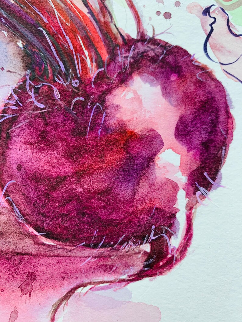 Beetroot Watercolor Painting: Original Kitchen Wall Art - Etsy
