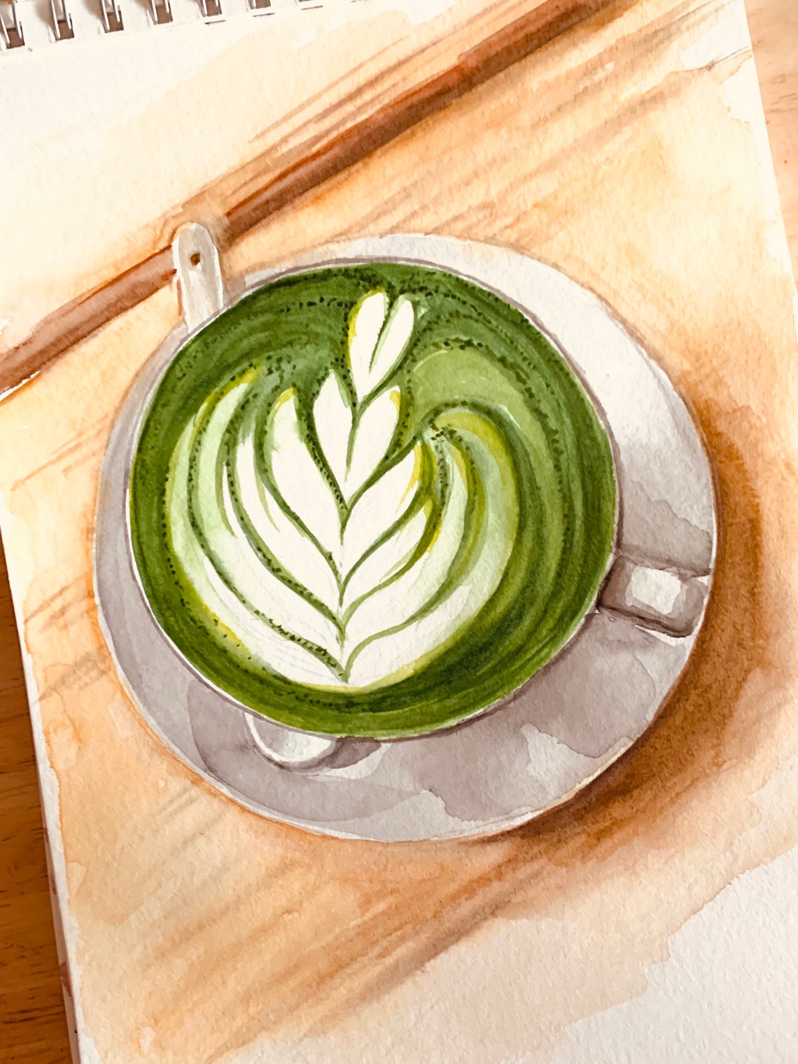 Matcha Latte Original Art | Etsy