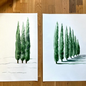 Cypresses Tree Original Painting Wall Art - Etsy