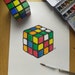 Rubik's Cube Original Art Watercolor Painting Retro Wall Decor Boho ...