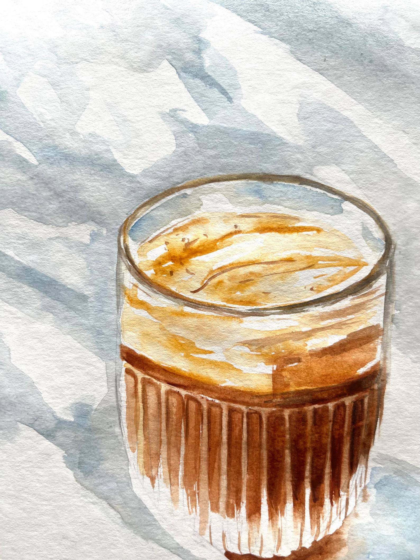 Caramel Latte Watercolor Painting: Coffee Art, Handmade 25x25 Cm - Etsy