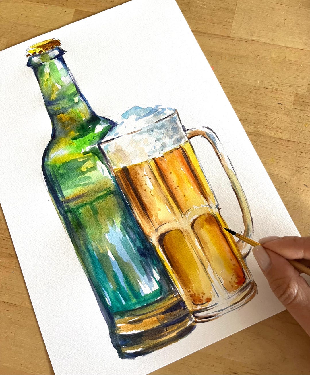 Beer Glass Watercolor Painting: Original Cheers Wall Art - Etsy