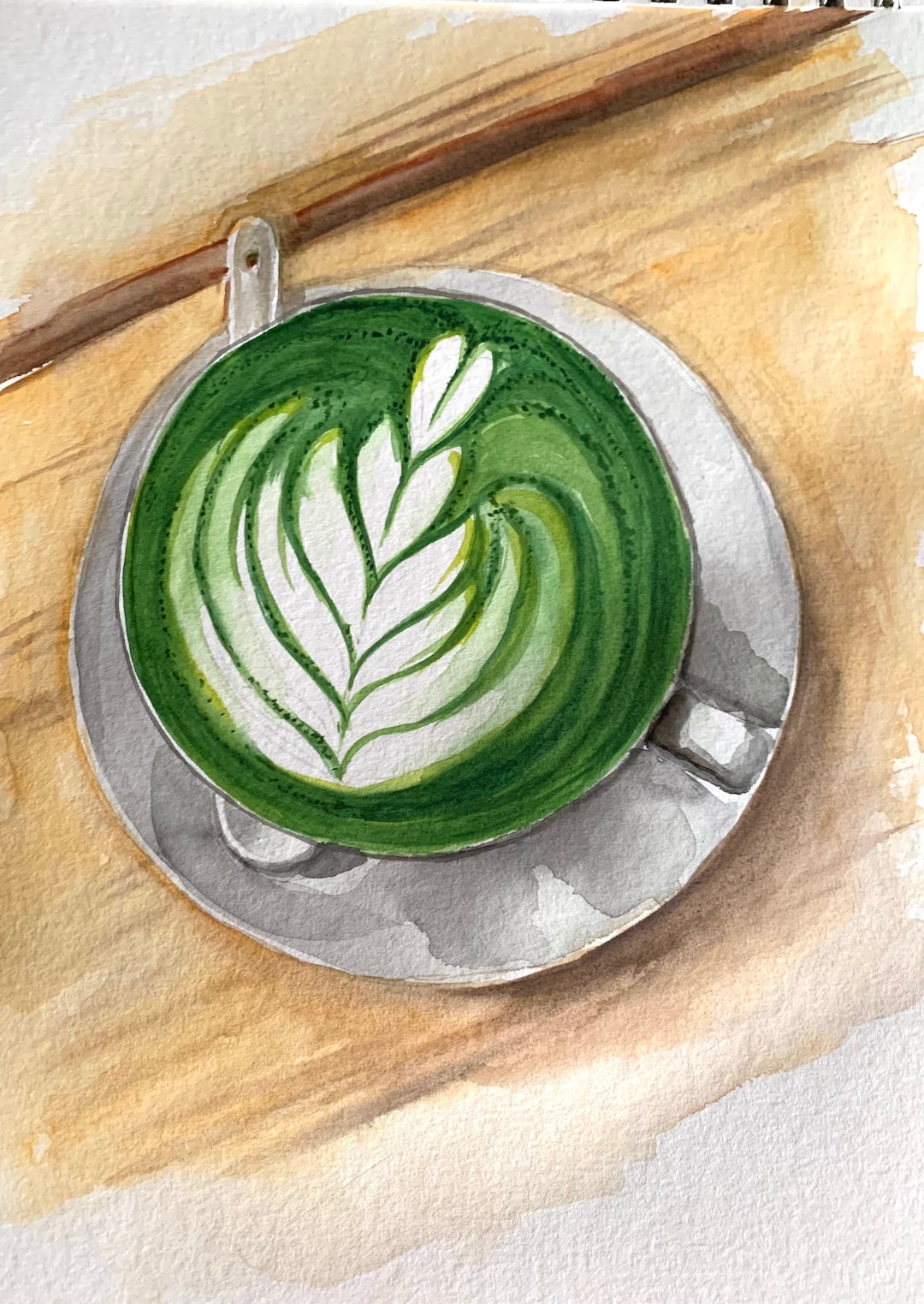 Matcha Latte Original Art - Etsy