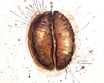 Coffee Plant Watercolor Painting Coffea Arabica Wall Art, Botanical ...