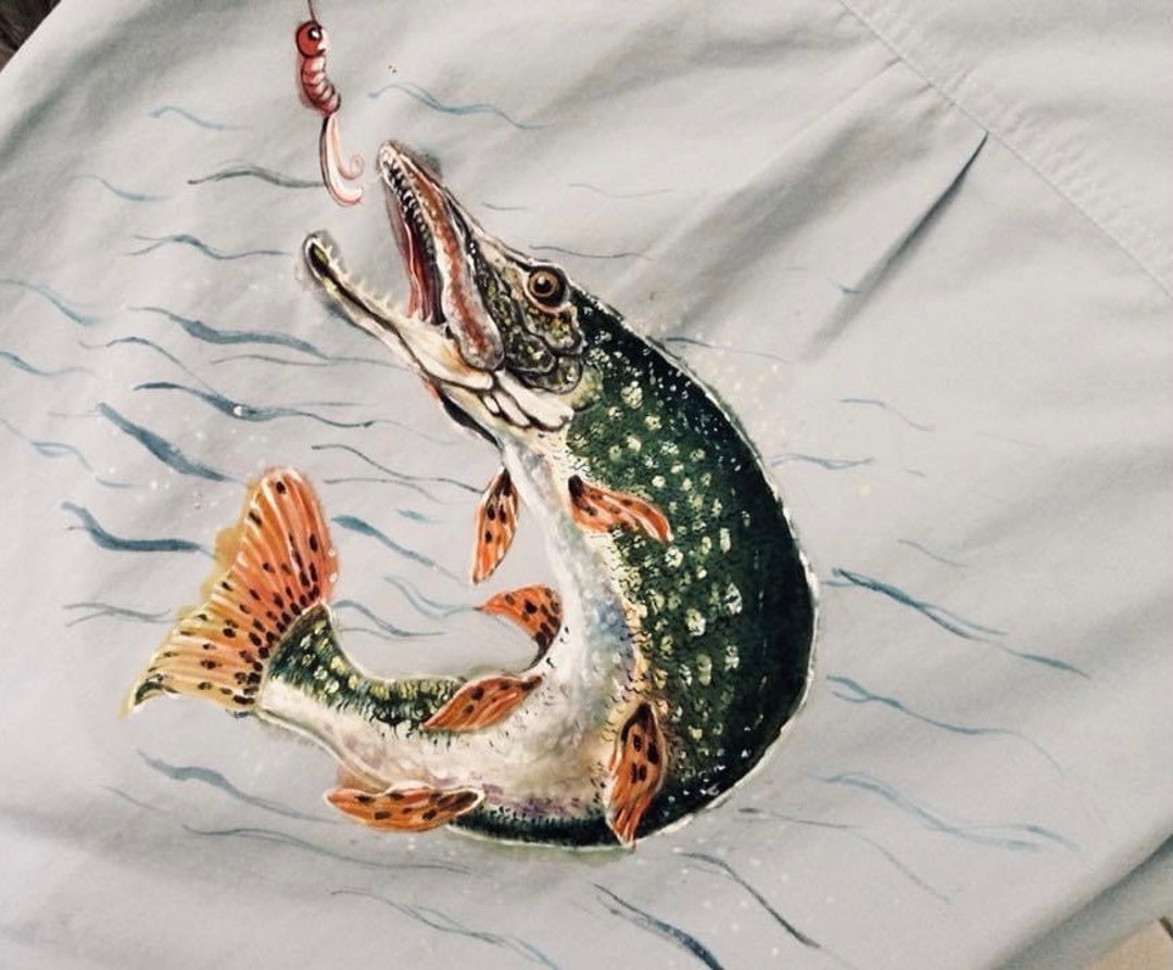 Hecht Fisch Original Gemälde Tuch Custom - Etsy.de