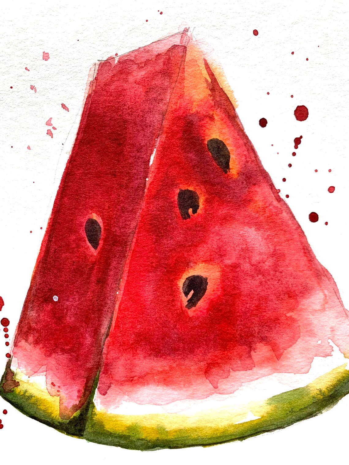 Watermelon Original Watercolor Painting Wall Art | Etsy