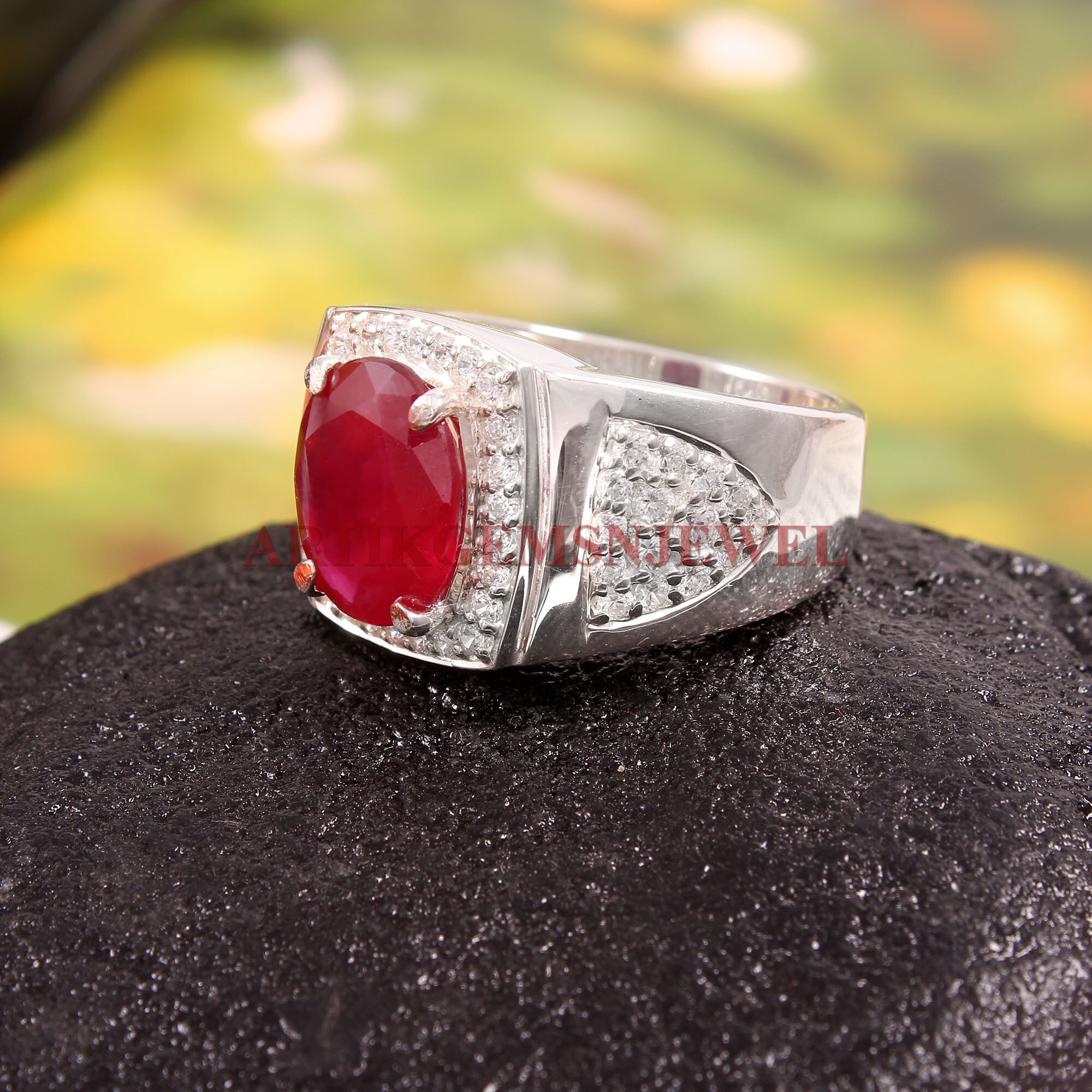 Ruby Gemstone Men's Ring 925 Sterling Silver Ring July | Etsy