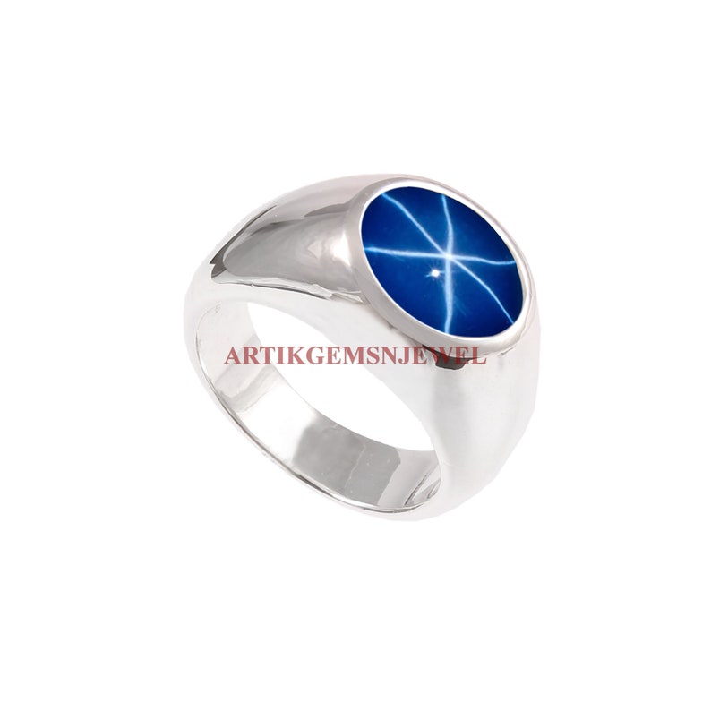 Linde Star Sapphire Ring for Men's 925 Sterling Silver - Etsy