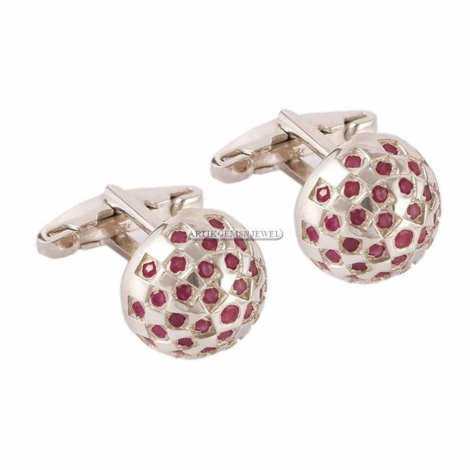 Ruby Cufflink Silver Cufflink Men's Cufflink Natural | Etsy