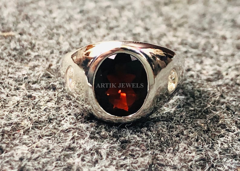 Garnet Gemstone Ring for Men's 925 Sterling Silver Ring - Etsy