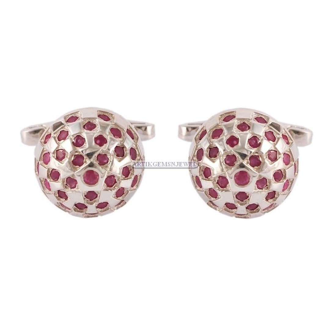 Ruby Cufflink Silver Cufflink Men's Cufflink Natural - Etsy