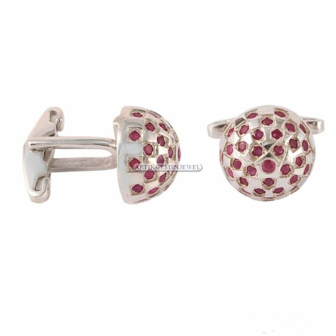 Ruby Cufflink Silver Cufflink Men's Cufflink Natural - Etsy