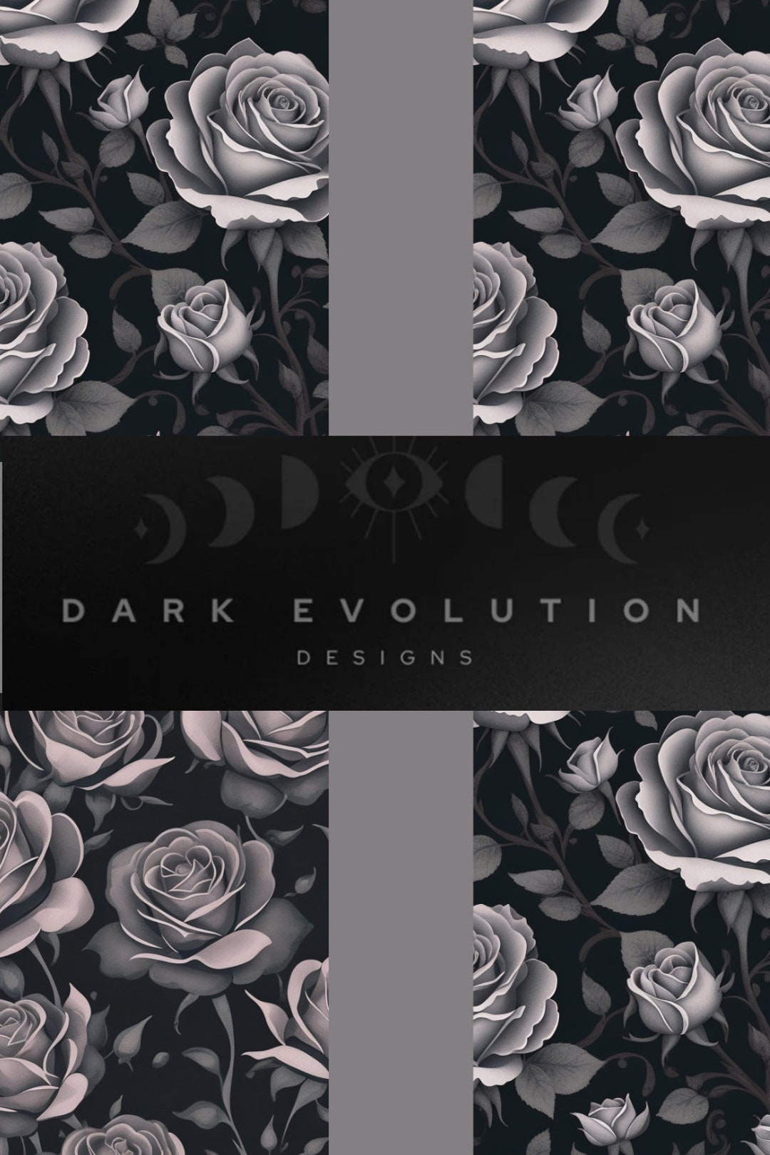 3 Seamless Art Deco Black and Gray Rose Patterns - PDF - Digital ...