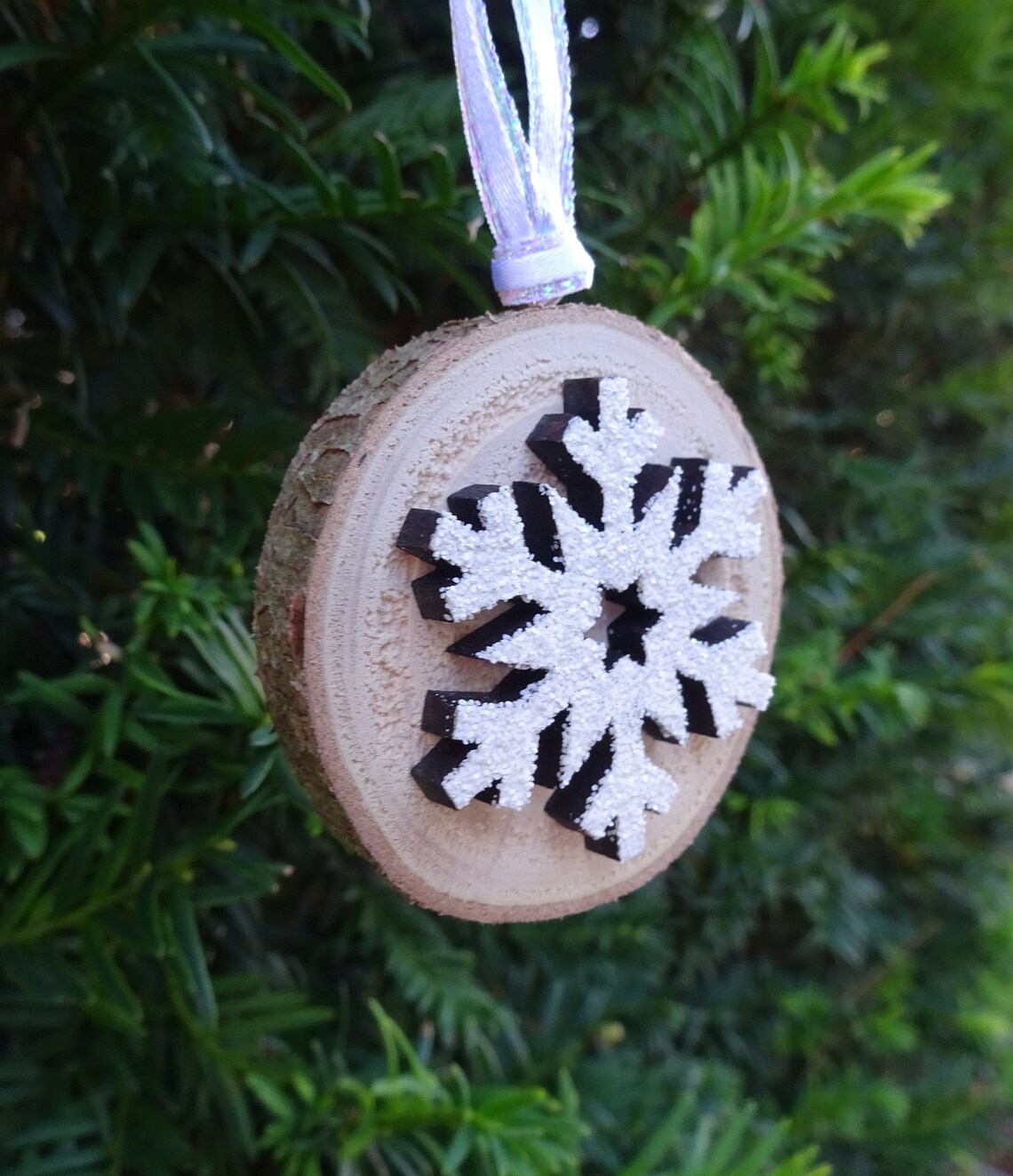 Large Wooden Snowflake Christmas Decoration With Eco Glitter - Etsy